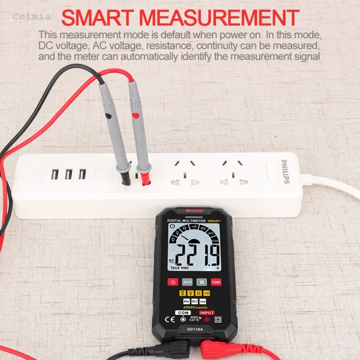 Celmia GVDA Smart Multimeter Auto Ranging True RMS NCV DC AC Voltage ...