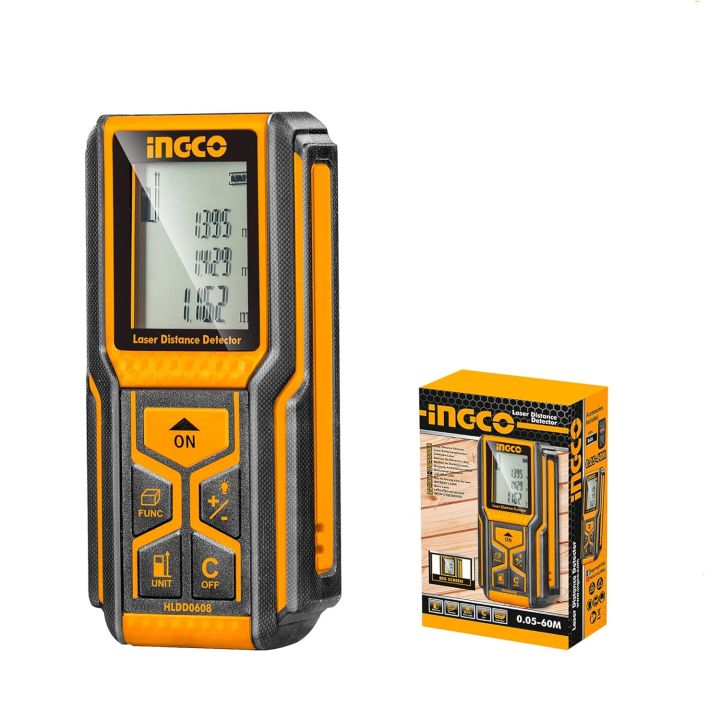 Ingco Laser Distance Meter 60M Range Distance, Area, Volume ...