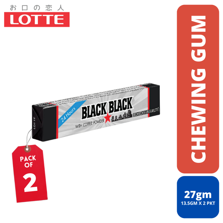 LOTTE Stick Gum 5Pc Black Black Caffeine Chewing Gum (13.5g) (Multipack ...
