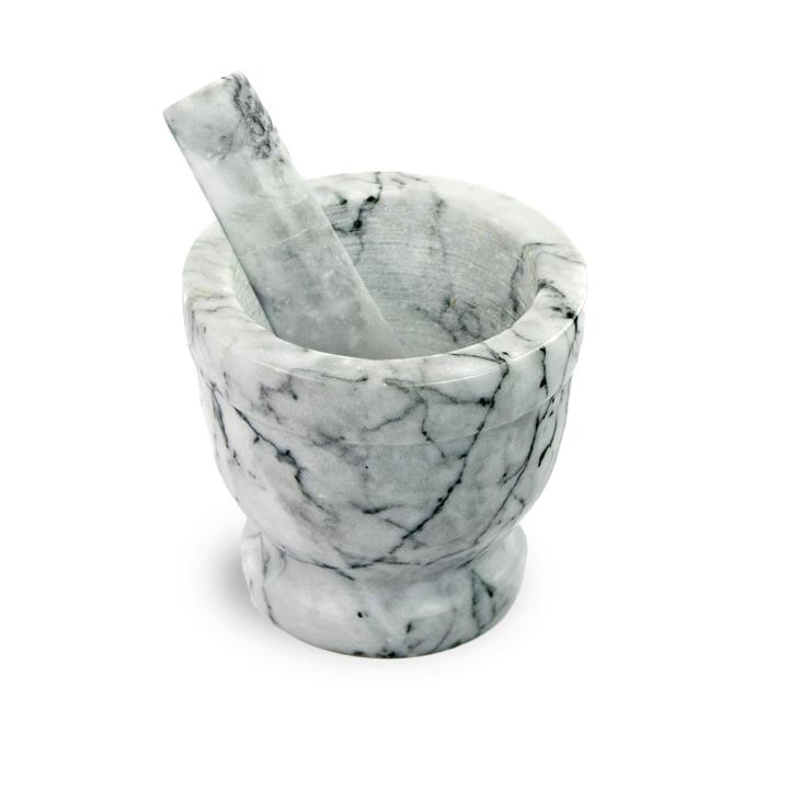 BB Stone Mortar and Pestle Natural Marble | Spice, Medicine Grinder ...