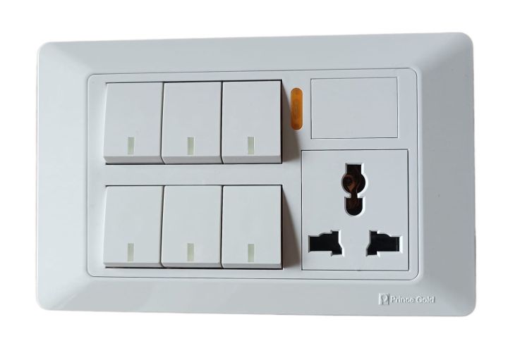 6 Gang Switch With Socket + Indicator Premium Switches | Daraz.com.np