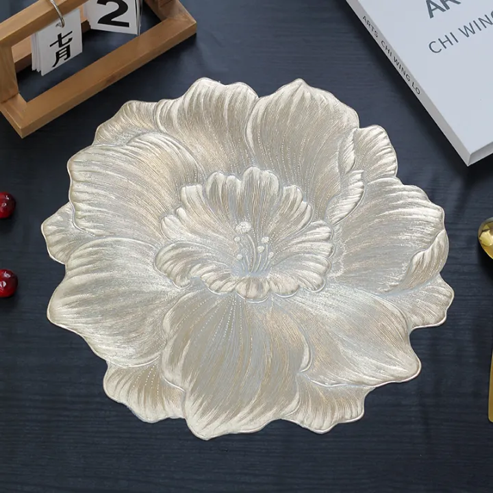 Creative flower type placemat PVC decorative mat gold stamping table ...