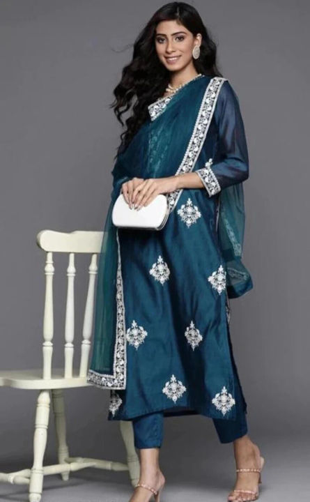 Fabdale Embroidered Rayon Kurta Palazzo Set with Dupatta | Casual ...