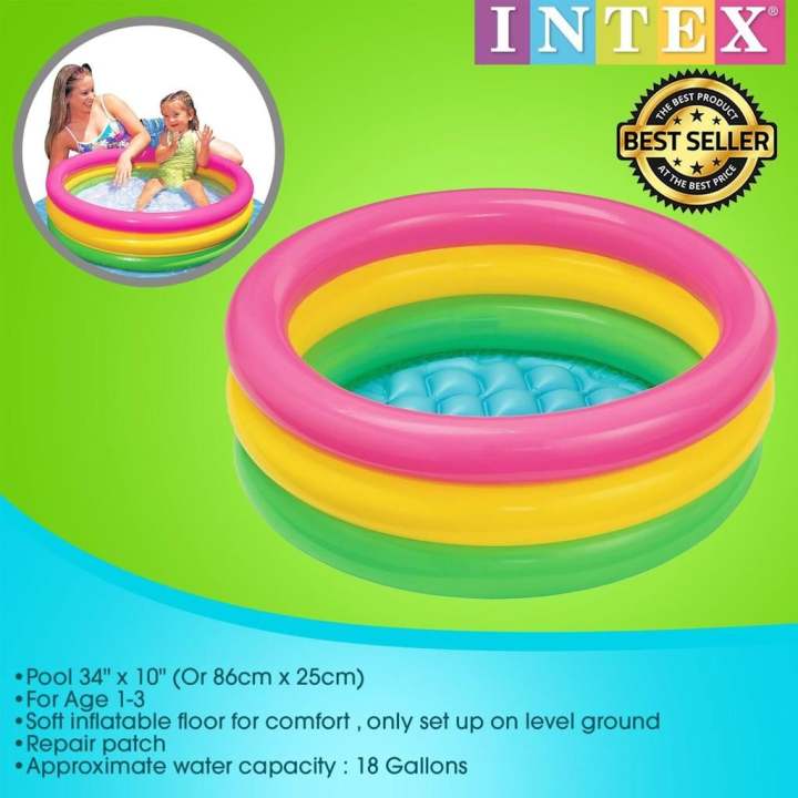 Intex Inflatable Swimming Pool For Kids Large (34"x10" Inchs) | Daraz ...