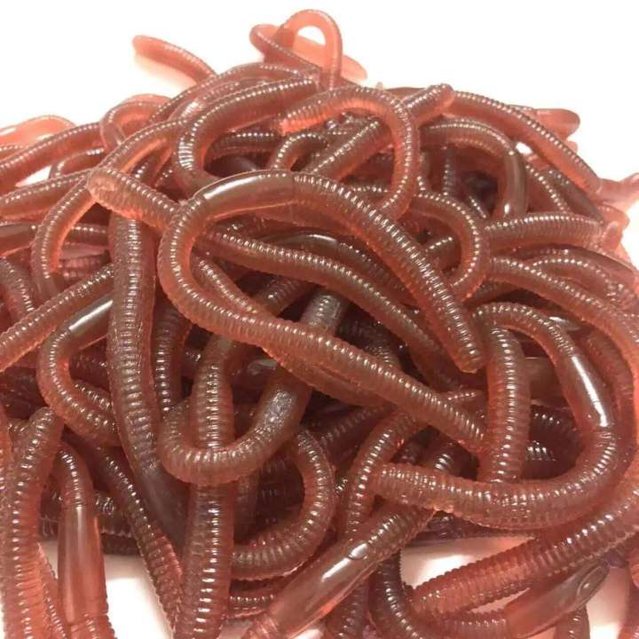 10pcs Simulation Earthworm Red Artificial Worms Fishy Smell Lures Soft ...