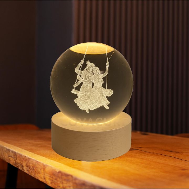 3D Decor Crystal Ball LED Night Light - Radha Krishna | Daraz.com.np
