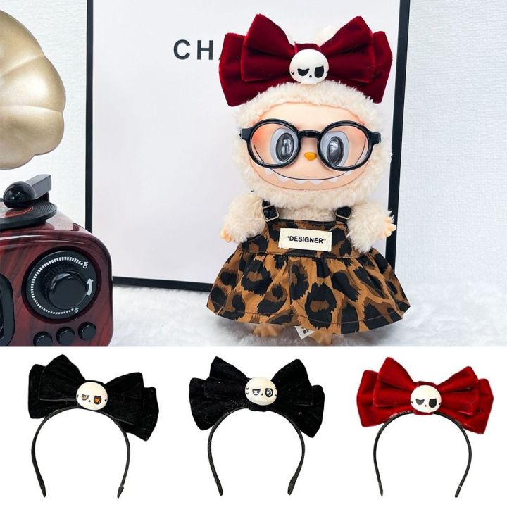 Funny 17cm Labubu Doll Headband Goth Velvet Bow Doll Hair Accessories ...