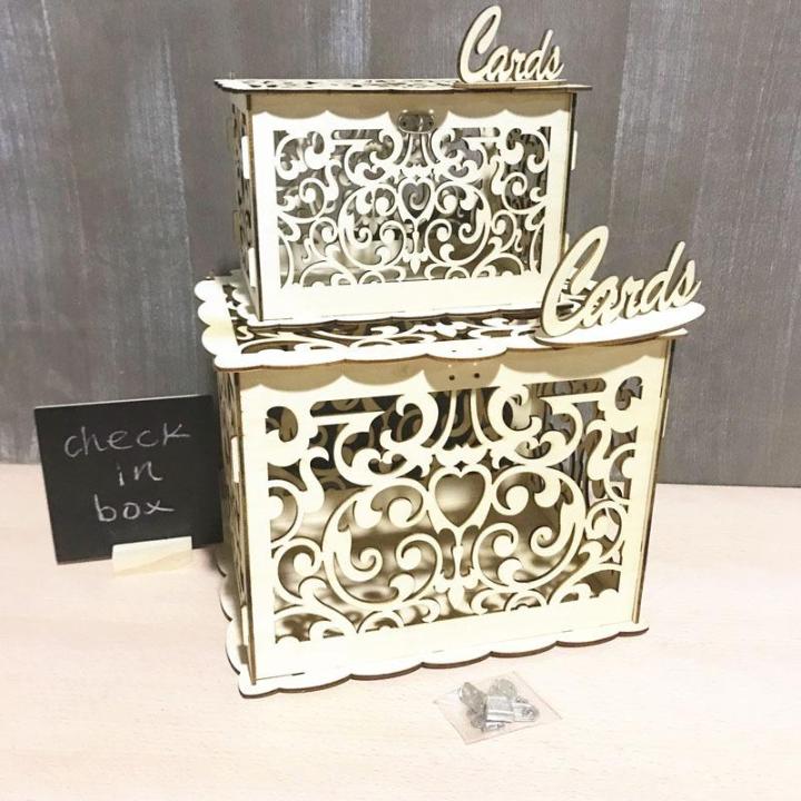 Wooden Wedding Card Post Box with Lock and Card Sign, Collection Gift x ...