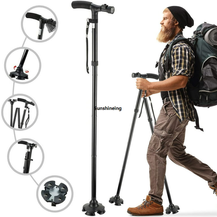 For the elderly, the cane folding portable adjustable flashlight cane ...