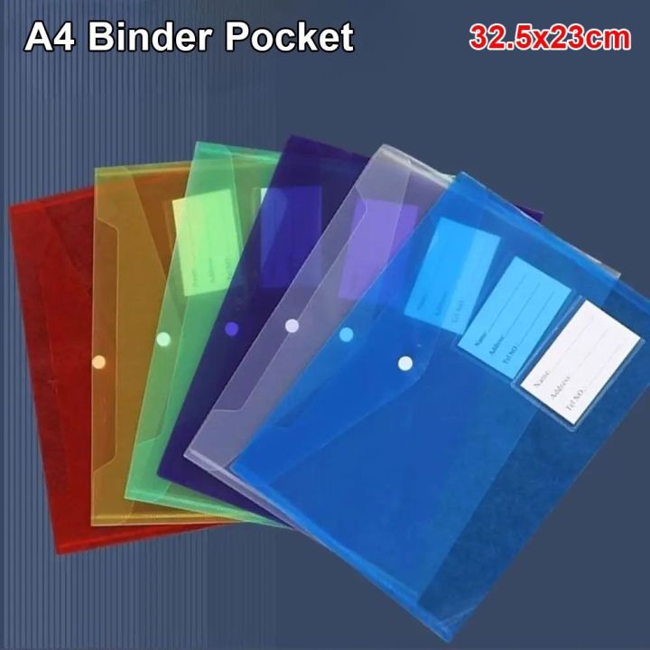 1Pcs New with Label Pocket A4 Binder Pocket Snap Button Transparent ...
