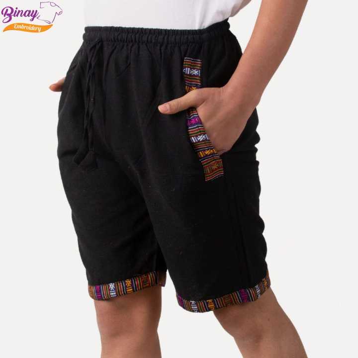 Binay Embroidery Cotton Black Half Pant With Bordered For Men - Fashion ...