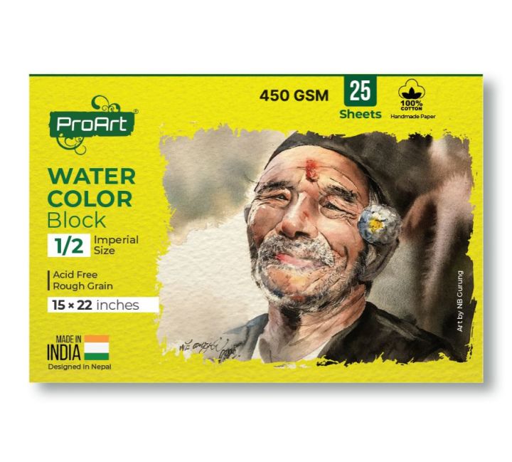 ProArt Watercolor Paper Block 1/2 Size (15x22 Inch), 450 GSM, 25 Sheets ...