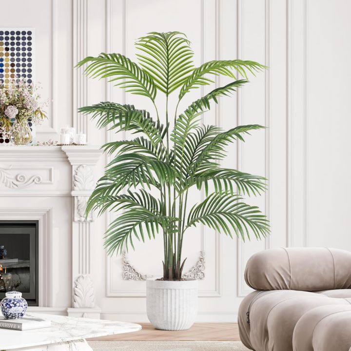 Artificial Rubber Made Palm Tree Indoor Lifelike Palm Plant 4FT Faux ...