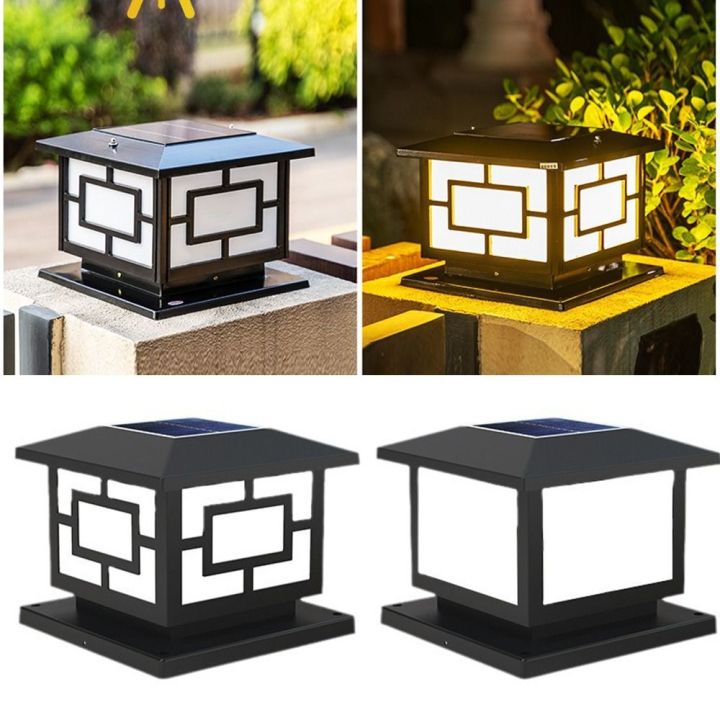 New Waterproof LED Solar Pillar Light Garden Sunlight 4 Modes Solar ...