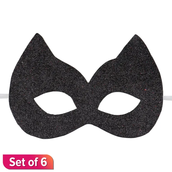 Black Glitter Form Cat Face Mask Set Of 6 | Daraz.com.np
