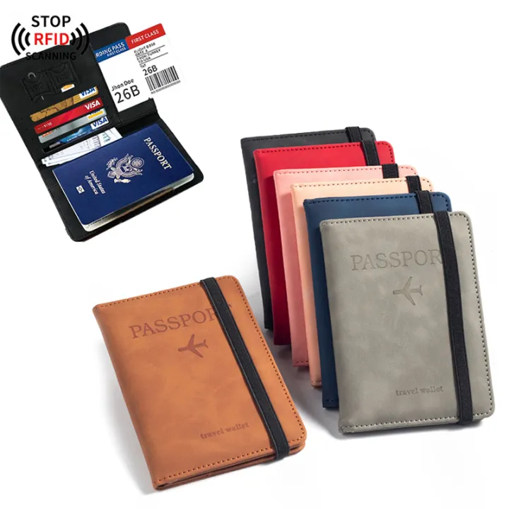 Women Men RFID Vintage Business Passport Covers Holder Multi-Function ...