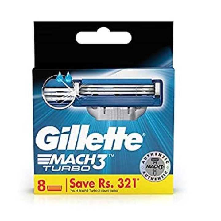 Gillette Mach 3 Turbo Manual Shaving Razor Blades - 8s Pack (Cartridge ...