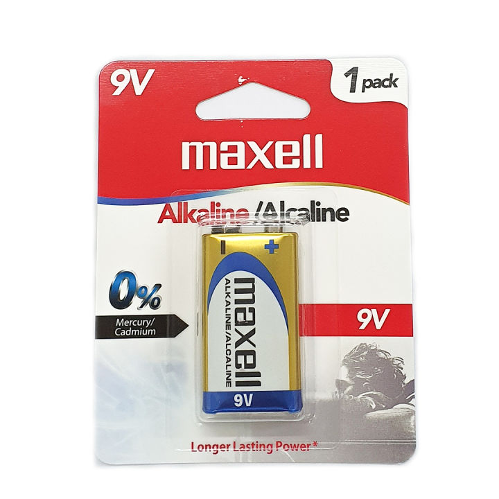 Maxell Alkaline 9V Battery for Radio, Guitar Pickup and Lan Tester ...