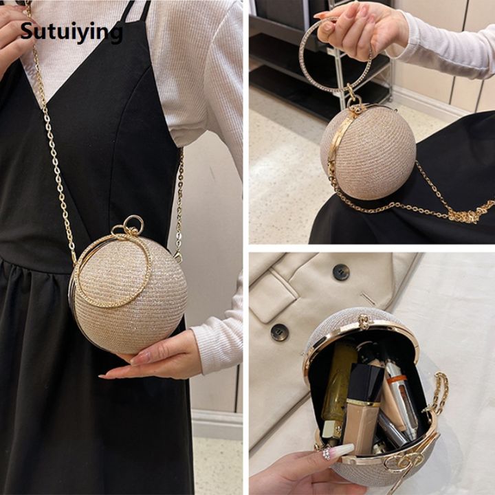 Sutuiying Circular Ring Portable Evening Bags Metal Fifty percent ...