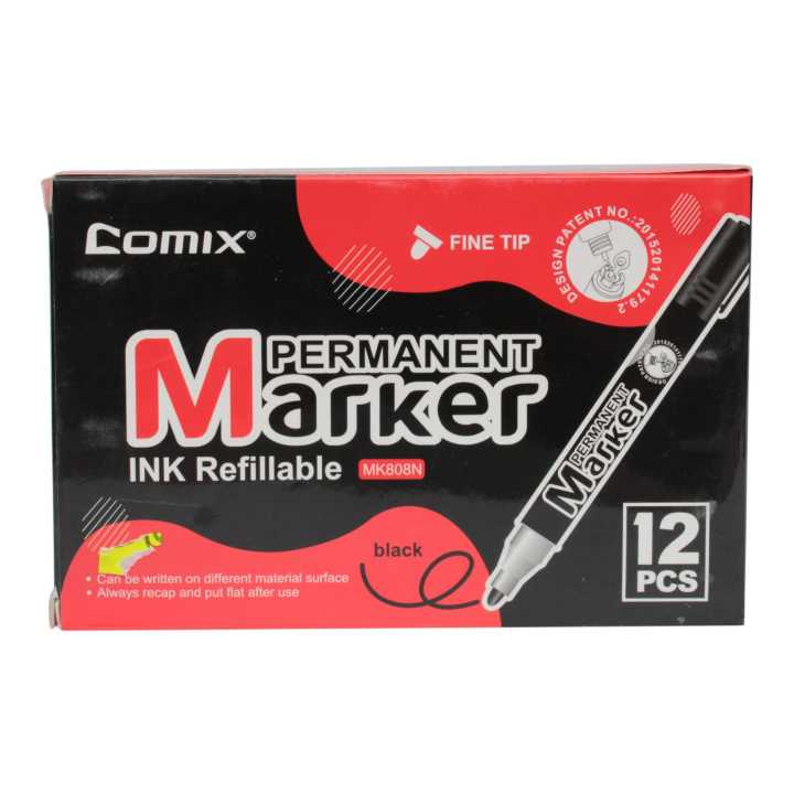 Comix Fine Tip Permanent Maker Ink Refillable 12 PCs | Daraz.com.np