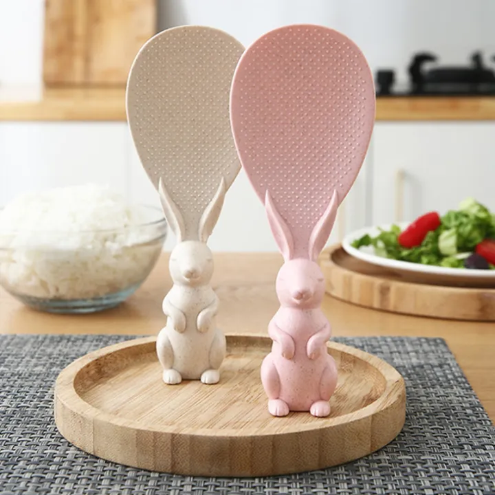 Wheat Straw Rabbit Spoon Can Stand Up Rabbit Rice Shovel Non-stick Rice ...