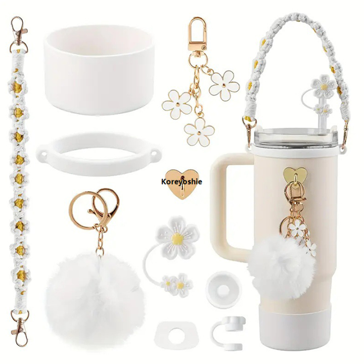 Straw Cap Case Charm Chain Pendant Accessories Hairball Keychain Handle ...