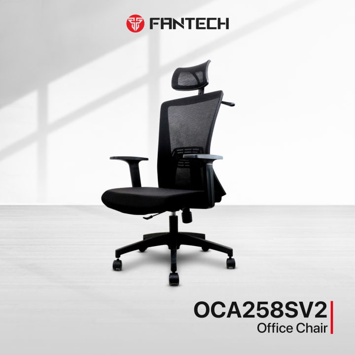 Fantech OCA258SV2 Office Chair Black Mesh Modern Revolving Wheels With ...