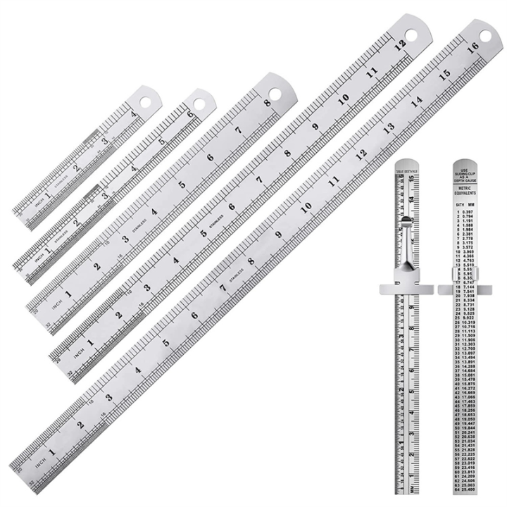 7Pc Precision Stainless Steel Ruler Set Pocket Ruler Tools | Daraz.com.np