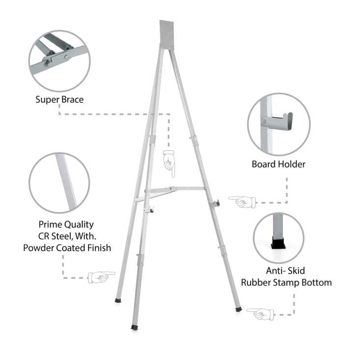 Sumiran Stationery White Board/Notice Board Stand Metal Triangle Stand ...