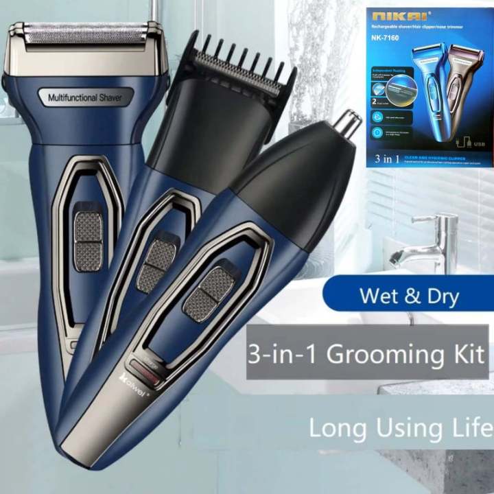 Nikai Rechargeable Shaver/ Hair Clipper /Nose Trimmer Nikai 3In1 ...