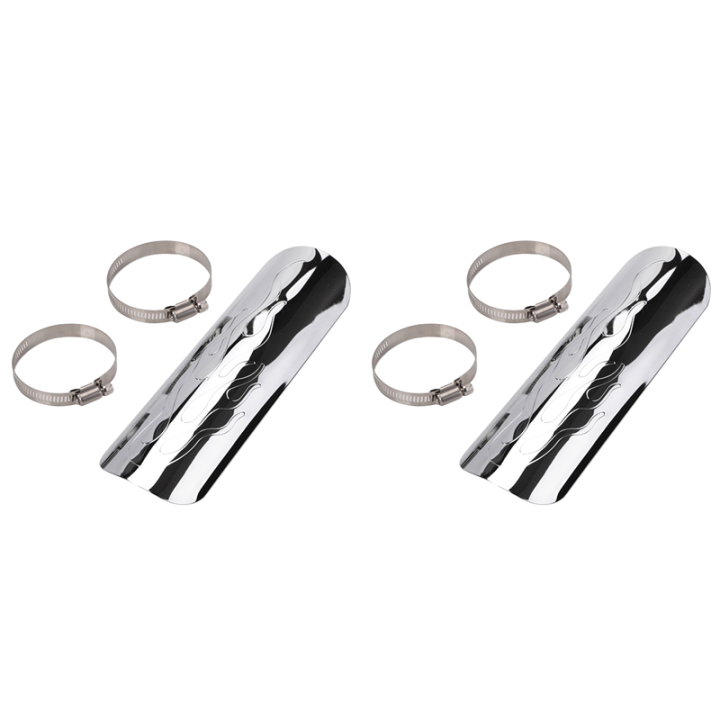 (GGBR) 4x Motorcycle Flame Exhaust Muffler Pipe Heat Insulation Shield ...