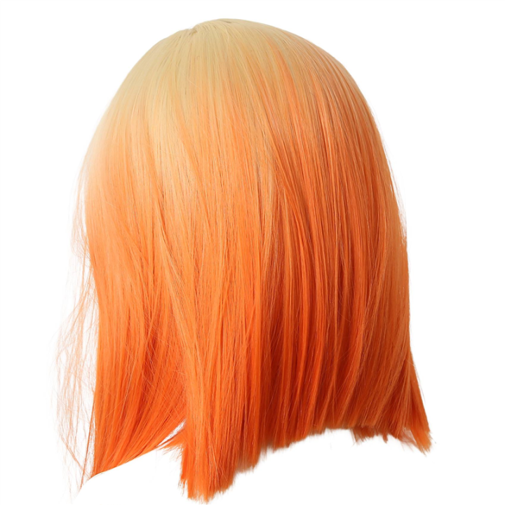 Small Lace Short Straight Hair Synthetic Fiber Wig Ombre Orange Wig Bob ...