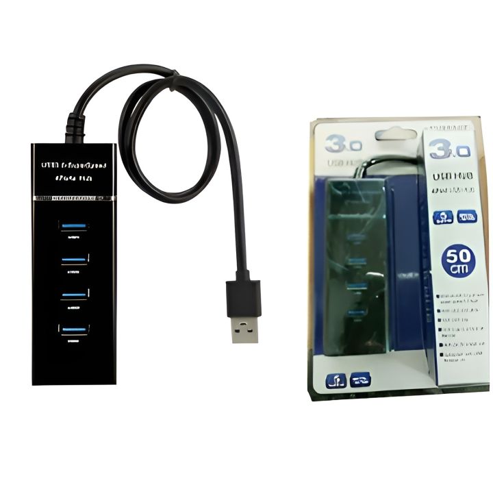 Black USB Hub 3.0 transfer rates of 4.8 Gbps With 4USB Port & 30cm Wire ...