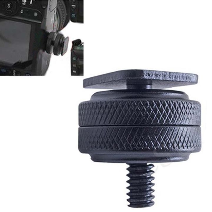 1/4 Inch Dual Nuts Tripod Mount Screw to Flash Camera Hot Shoe Adapter ...