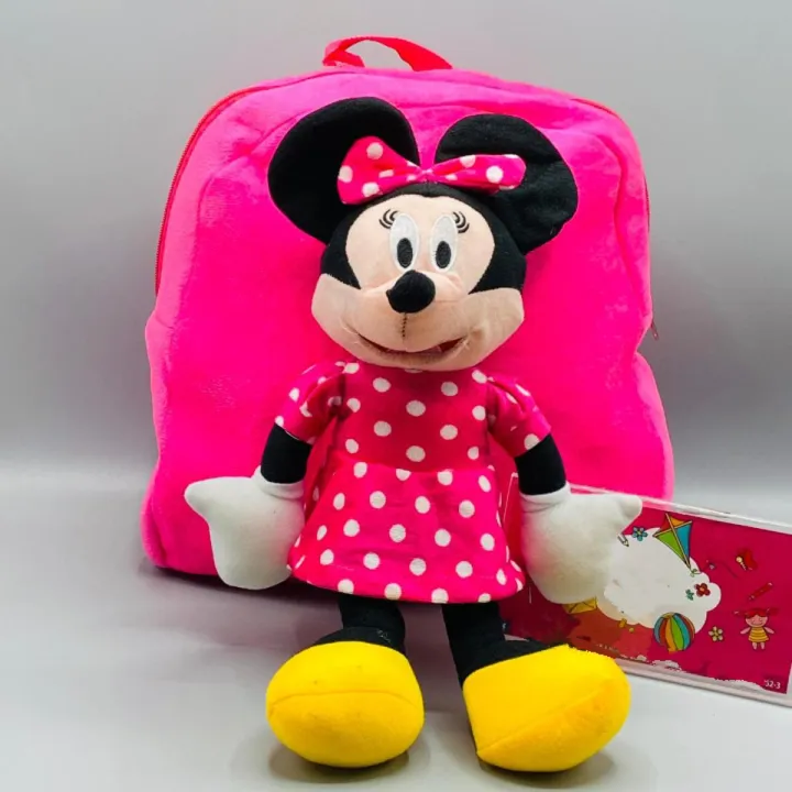 Pink Color Minnie Plush Backpacks School Bag Stuffed Cartoon Character ...