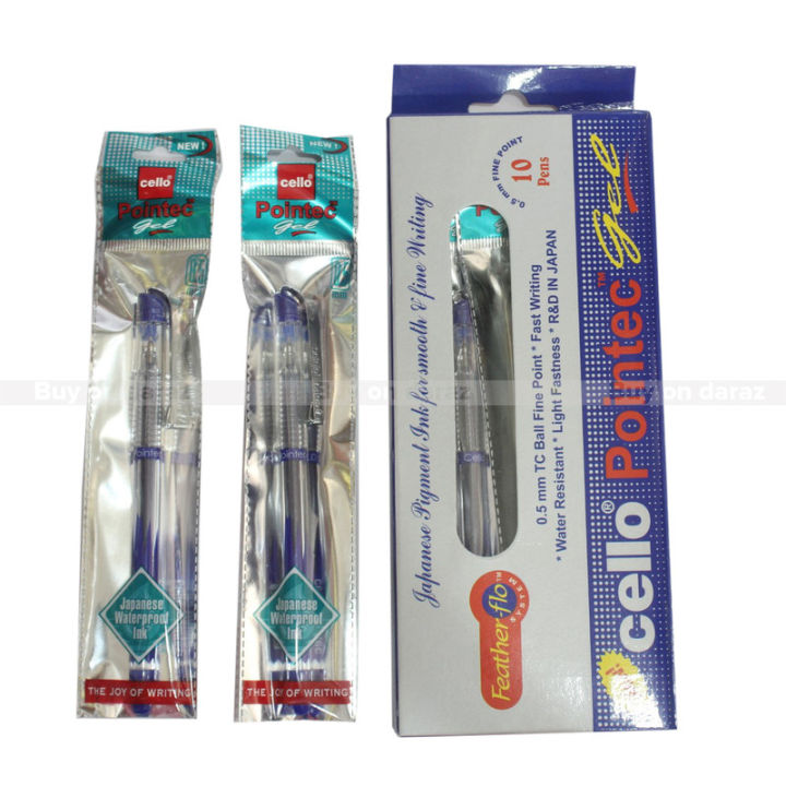 Cello Pointec 0.5mm Gel Pen ( Blue ) - Set of 10 | Daraz.com.np