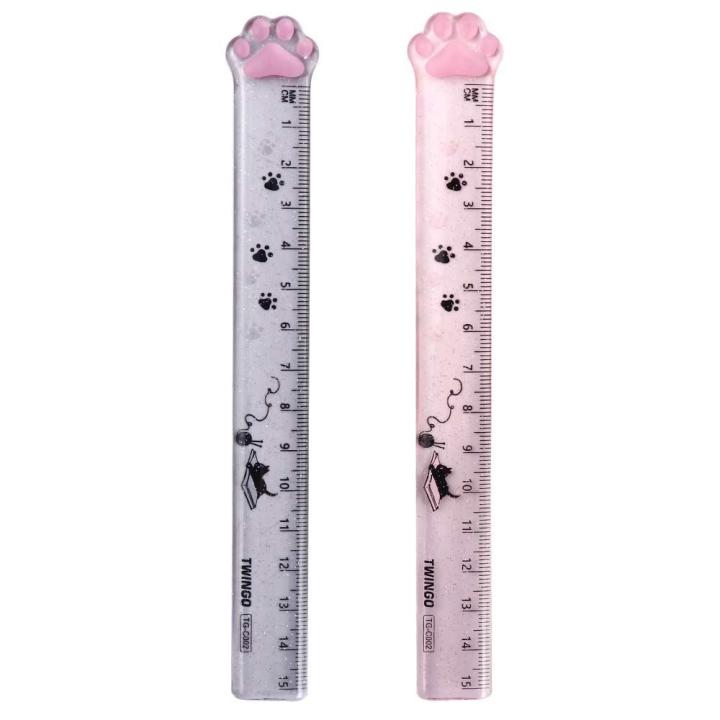 Students Cute Stationery Kids Gifts Painting Plastic Cats Claw Ruler ...