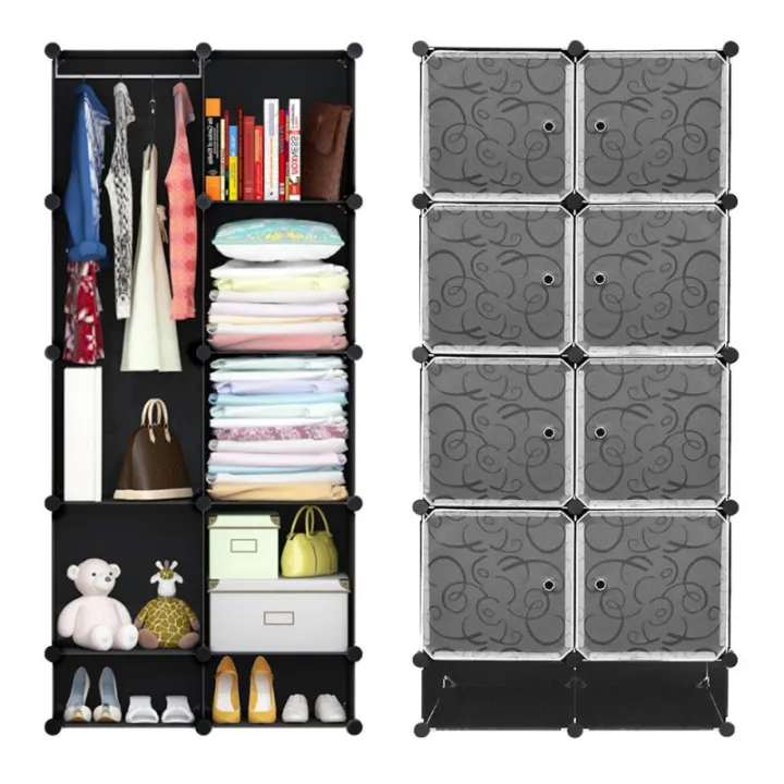 8-Cube Plastic Wardrobe Storage Organizer - Assembly Locker for Bedroom ...