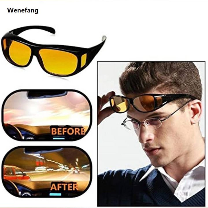 Wenefang 2in1 HD Vision WrapArounds Day Night Vision Sun Glass for Car ...