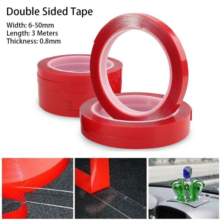 3Meters/Roll New PET Red Film Double Sided Tape 6-50mm Width No Trace ...