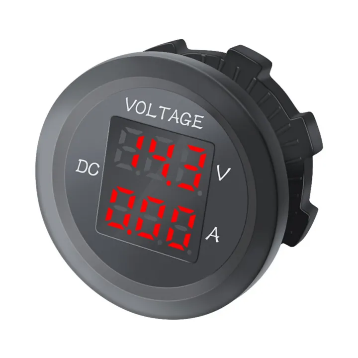 Car LED Digital Voltmeter DC 12V/24V LED Dual Voltmeter Ammeter Red ...