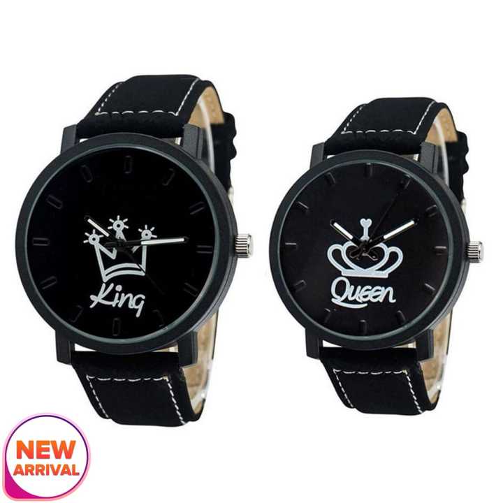 Black King/Queen Couple Watches For Him/Her | Daraz.com.np
