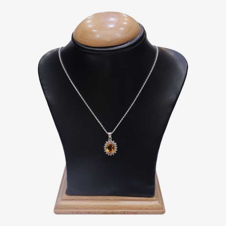 Yellow Citrine Pure Silver Pendant 18 Inch | Daraz.com.np