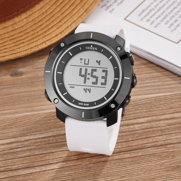 Ohsen 1611 Men Watch Digital Casual luxury Silicone Strap - White ...