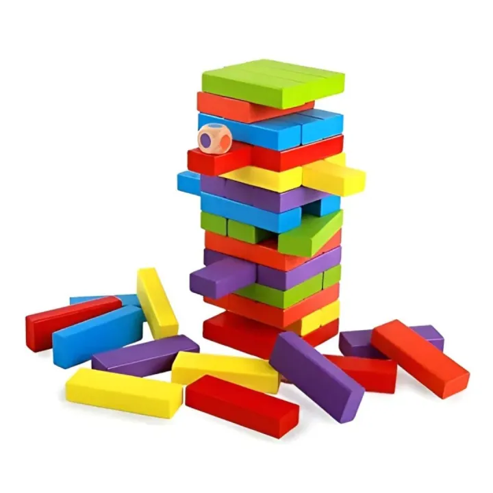 Colorful 51 Wooden Stacking & Balancing Building Blocks Tumble Tower ...