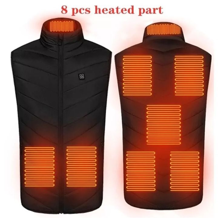 8 Areas Windproof Coats Waistcoats Heating Thermal Warm Clothes Heated ...