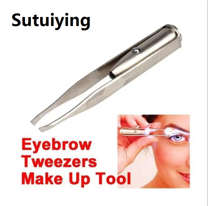 Sutuiying 1 Pcs Led Eyebrow Tweezers Stainless Steel Face Eyebrow ...