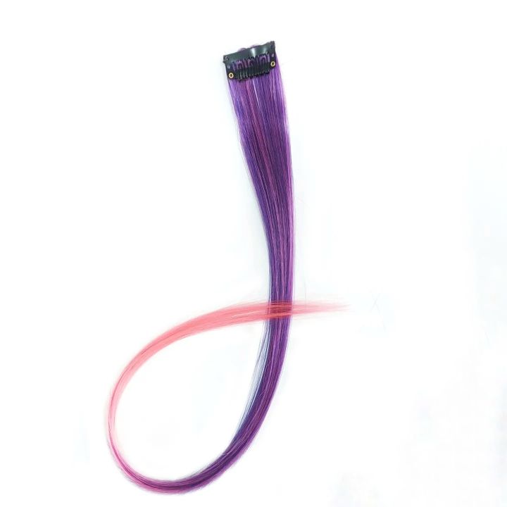 One Clip Synthetic Black To Rose Red Highlight Straight Extension ...