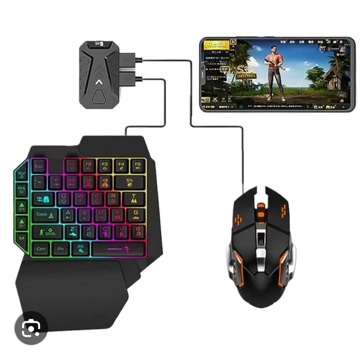 4 IN 1 Mobile Gaming Combo - Single Handed Bluetooth Keyboard Mouse ...