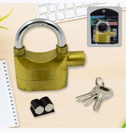 Security Alarm Metallic Lock System with 3 Keys (1 Set / golden Color ...
